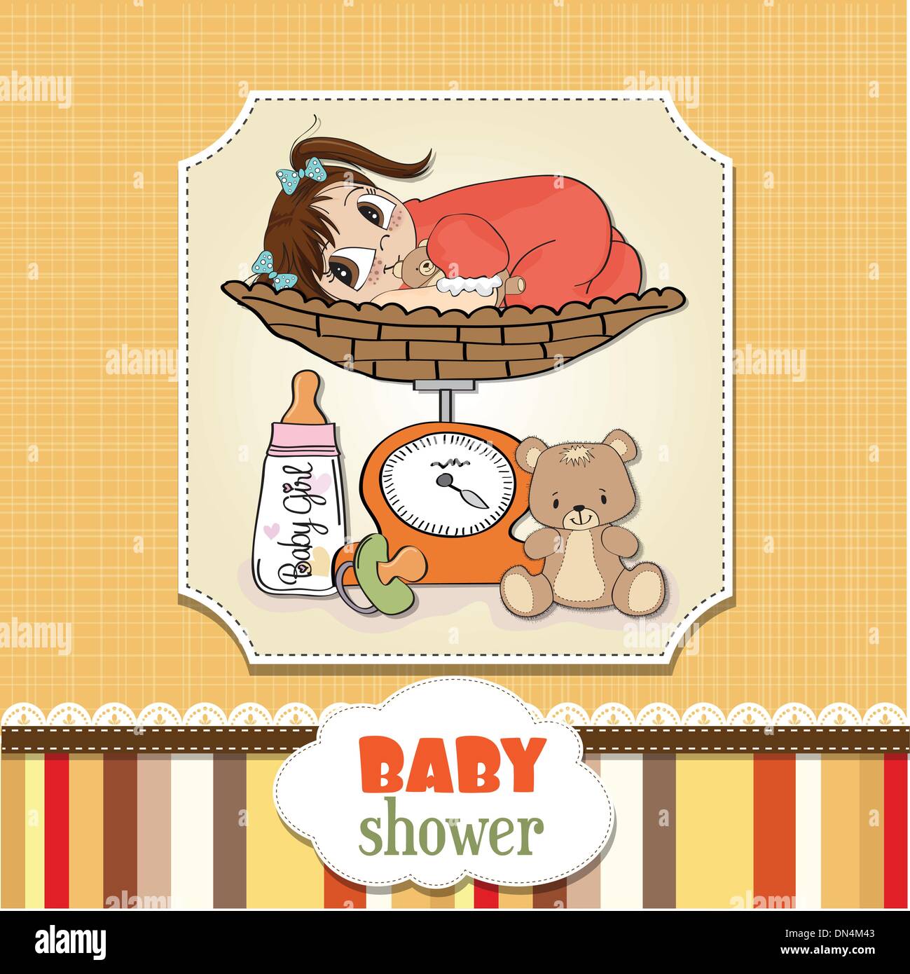 Beautiful baby girl on on weighing scale Stock Vector Image & Art - Alamy