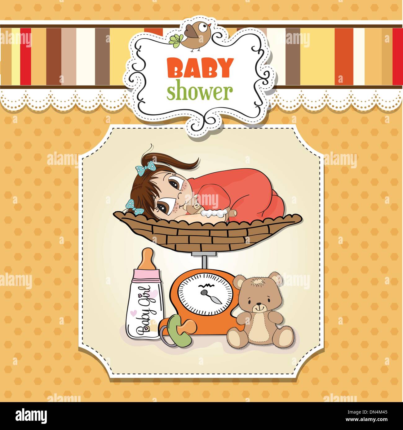 Beautiful baby girl on on weighing scale Stock Vector Image & Art - Alamy