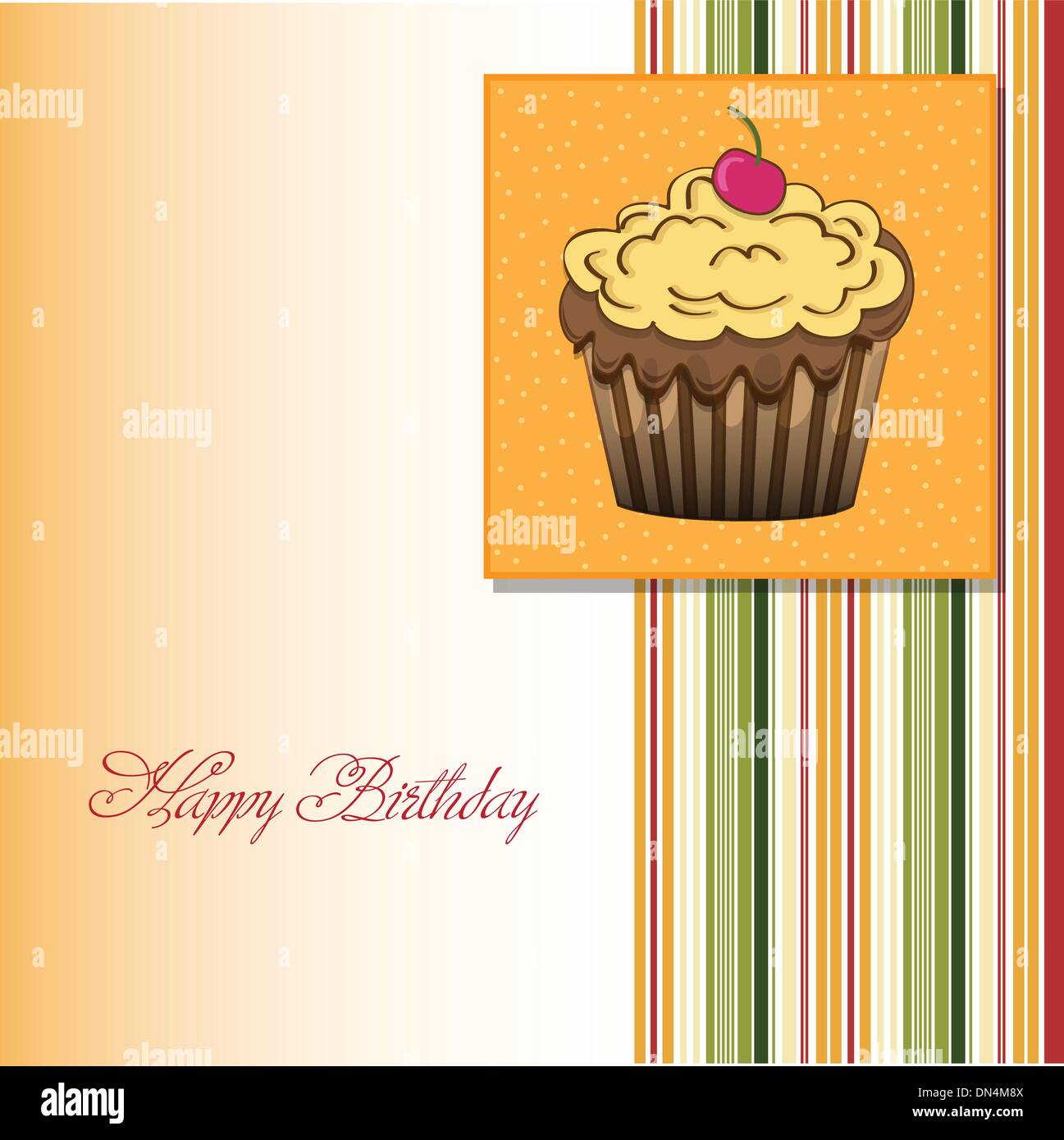 cute happy birthday card with cupcake Stock Vector Image & Art - Alamy