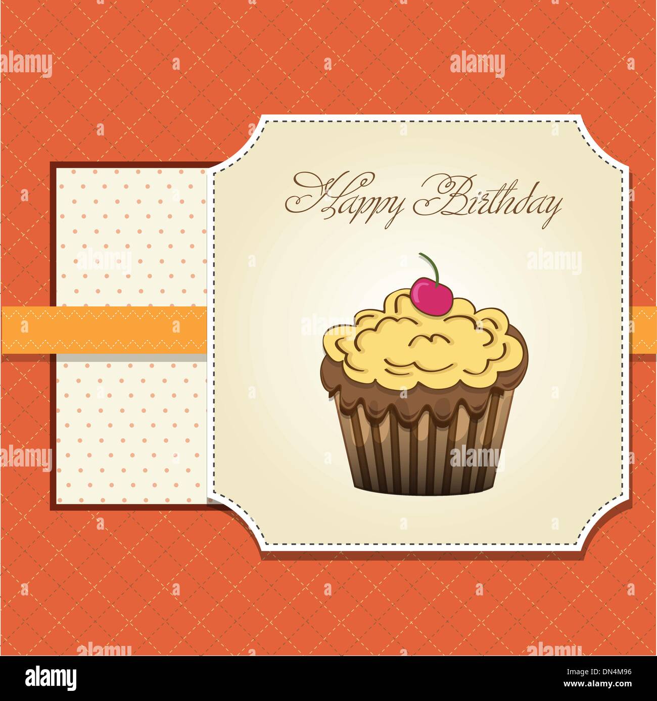 cute happy birthday card with cupcake Stock Vector Image & Art - Alamy
