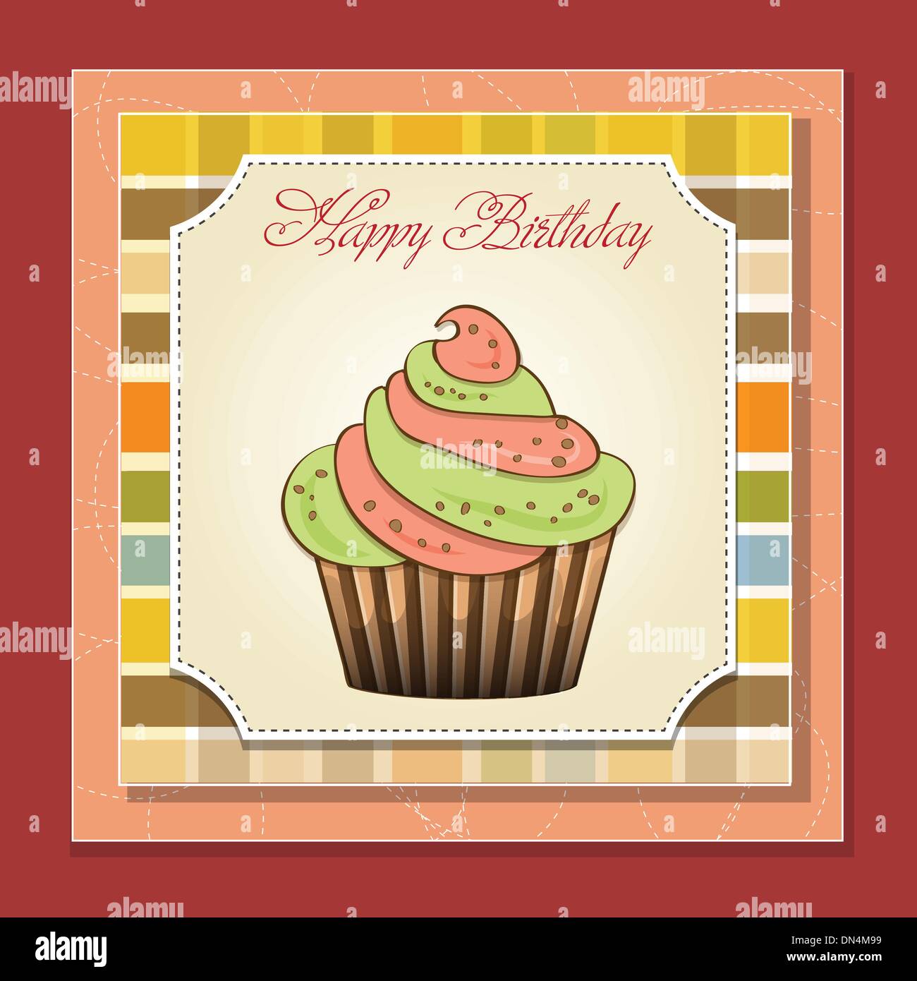 cute happy birthday card with cupcake Stock Vector Image & Art - Alamy