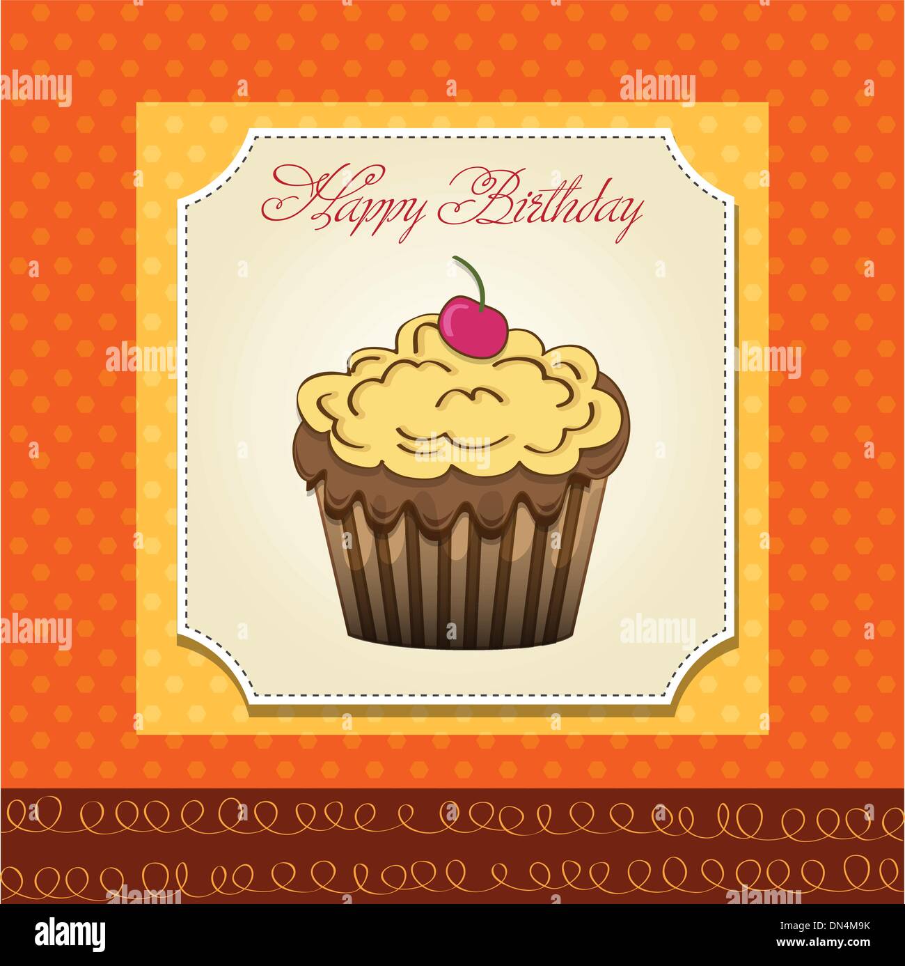 cute happy birthday card with cupcake Stock Vector Image & Art - Alamy