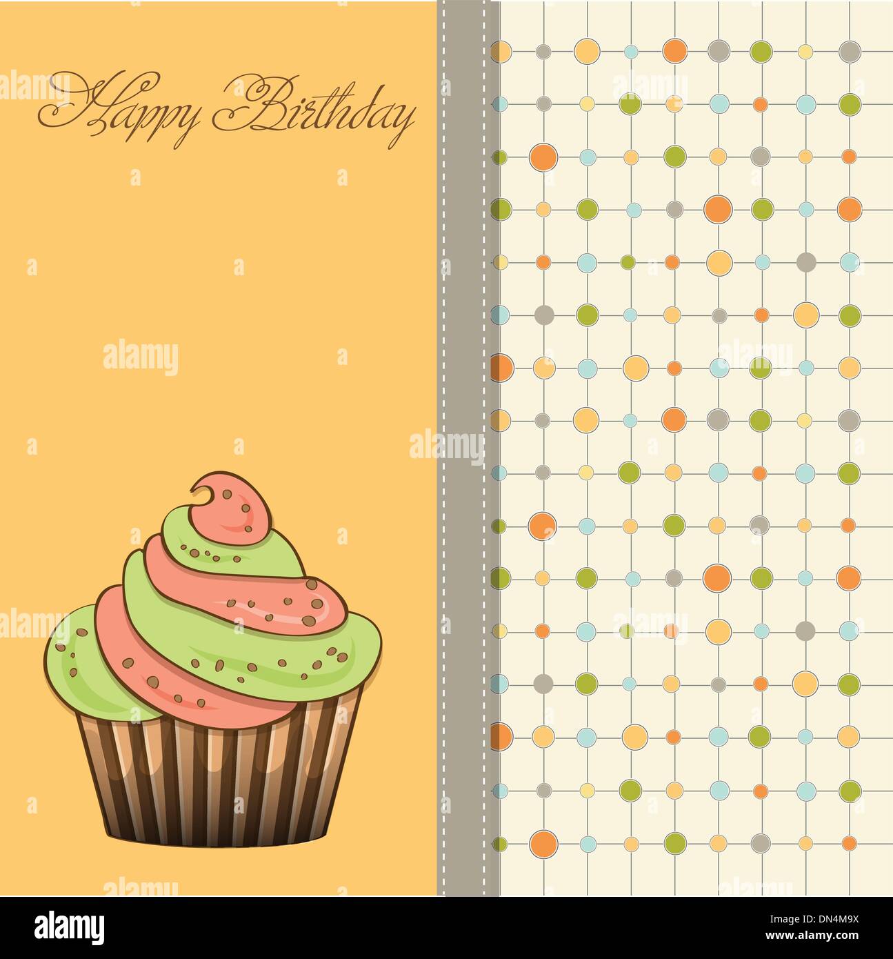 cute happy birthday card with cupcake Stock Vector Image & Art - Alamy