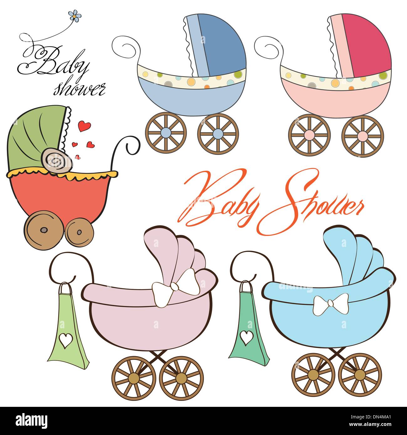 cartoon prams collection on white background Stock Vector Image & Art ...