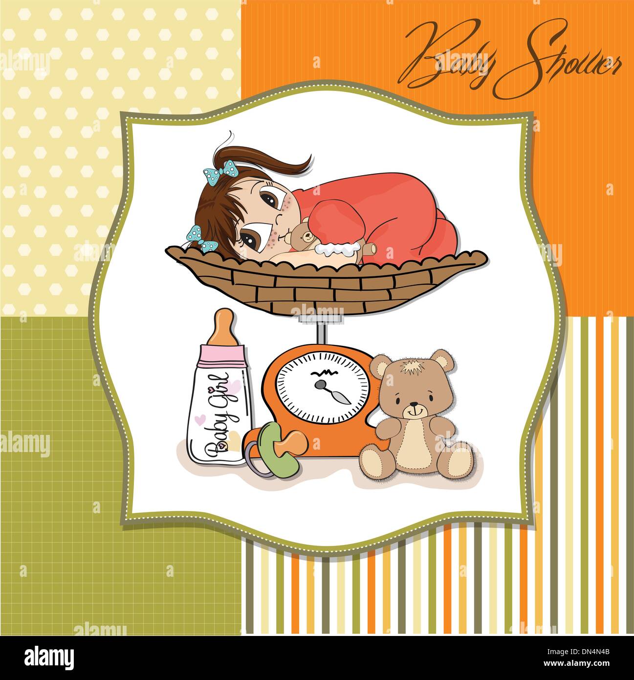 Beautiful baby girl on on weighing scale Stock Vector Image & Art - Alamy