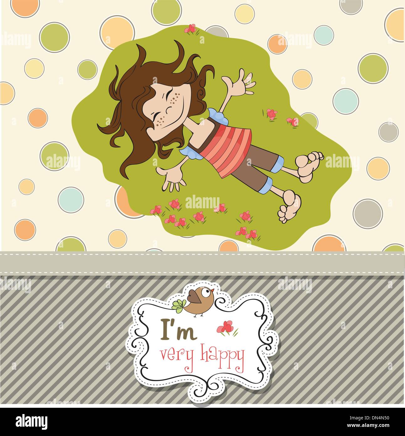 happy little girl Stock Vector Image & Art - Alamy