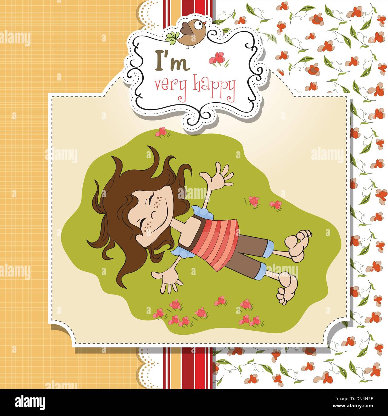 happy little girl Stock Vector Image & Art - Alamy