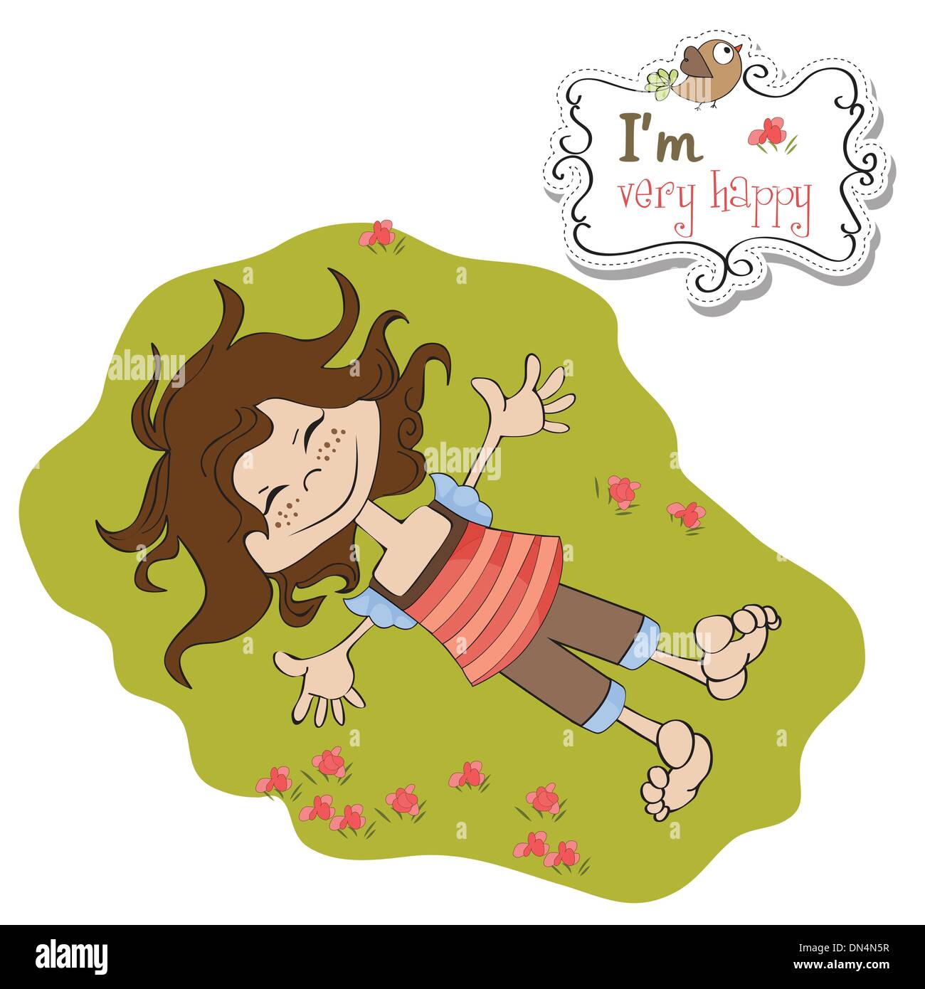 happy little girl Stock Vector Image & Art - Alamy