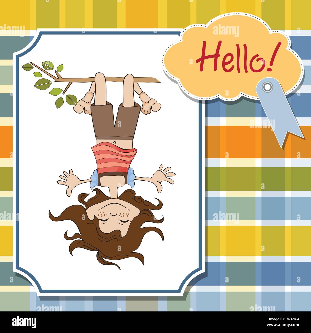 amused young girl standing with her head hanging down Stock Vector ...