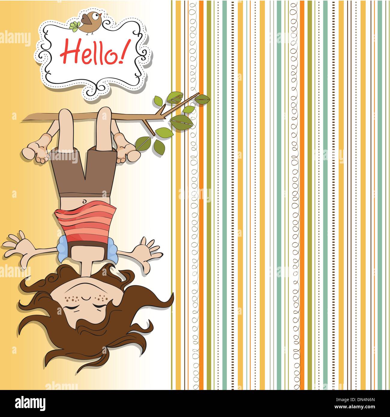 amused young girl standing with her head hanging down Stock Vector ...