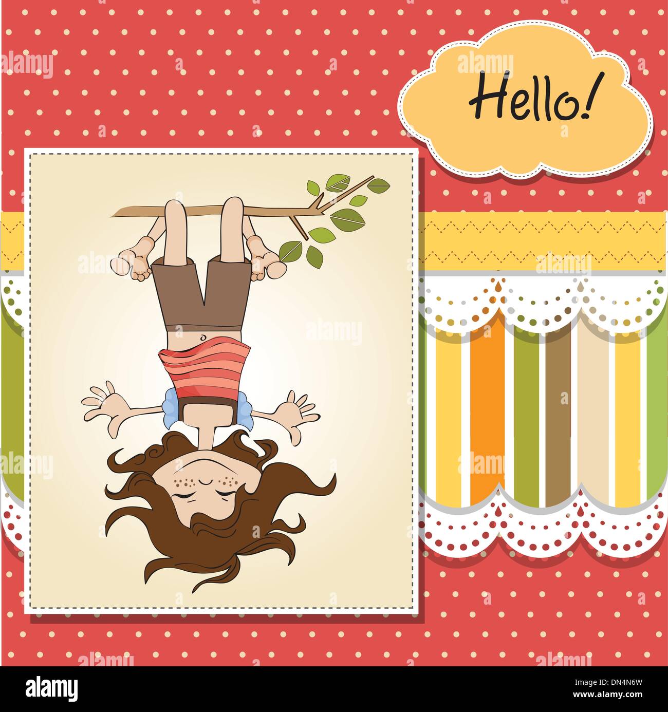 amused young girl standing with her head hanging down Stock Vector ...