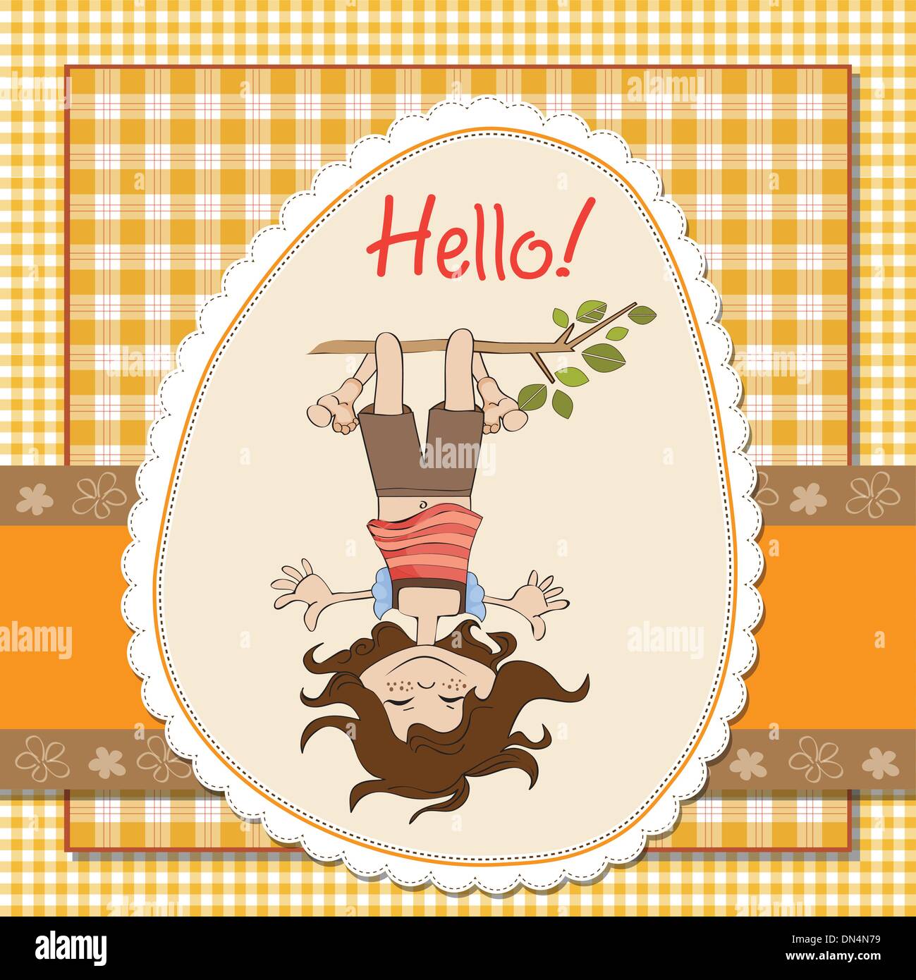 amused young girl standing with her head hanging down Stock Vector ...
