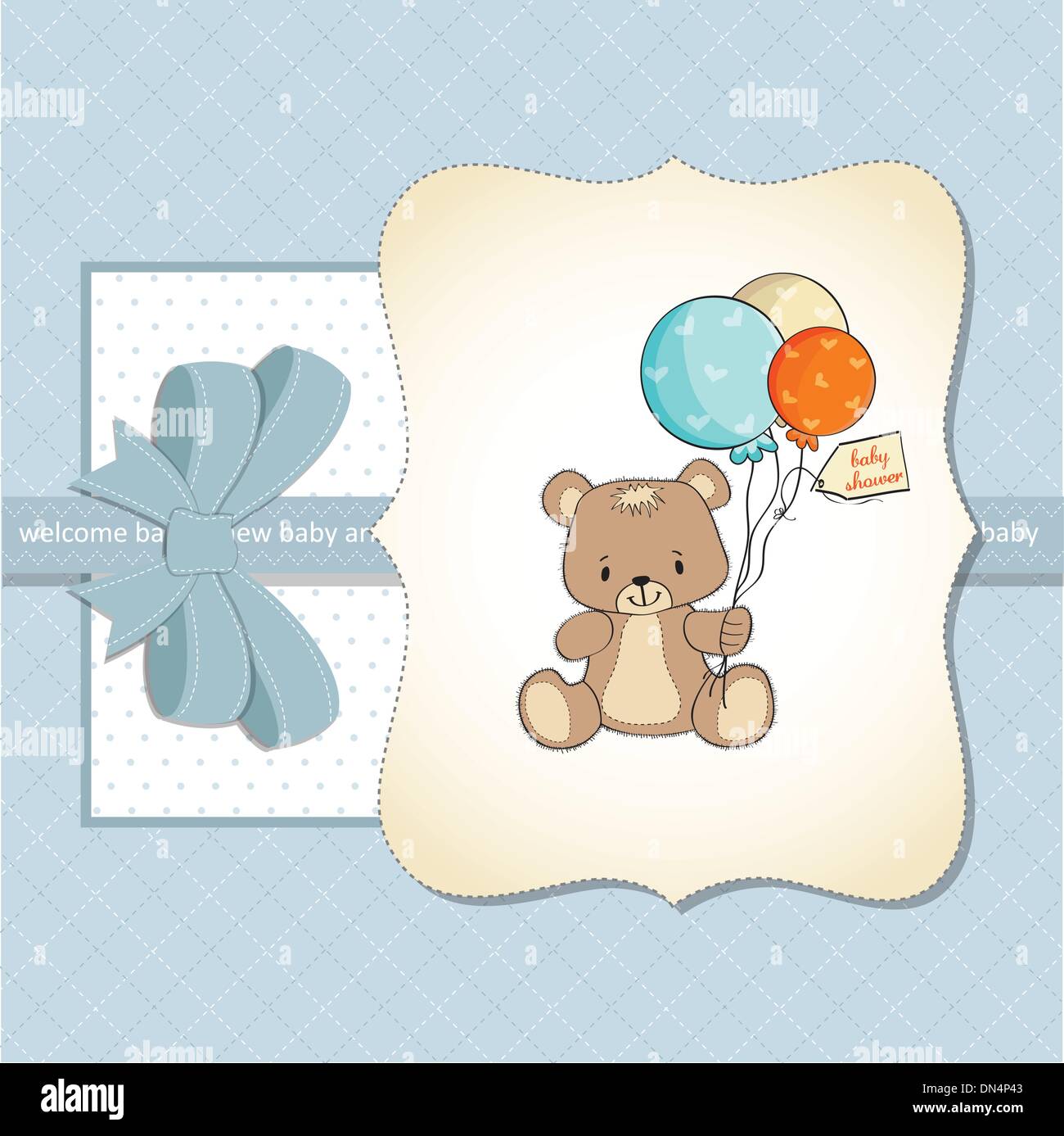 baby shower card with cute teddy bear Stock Vector Image & Art - Alamy