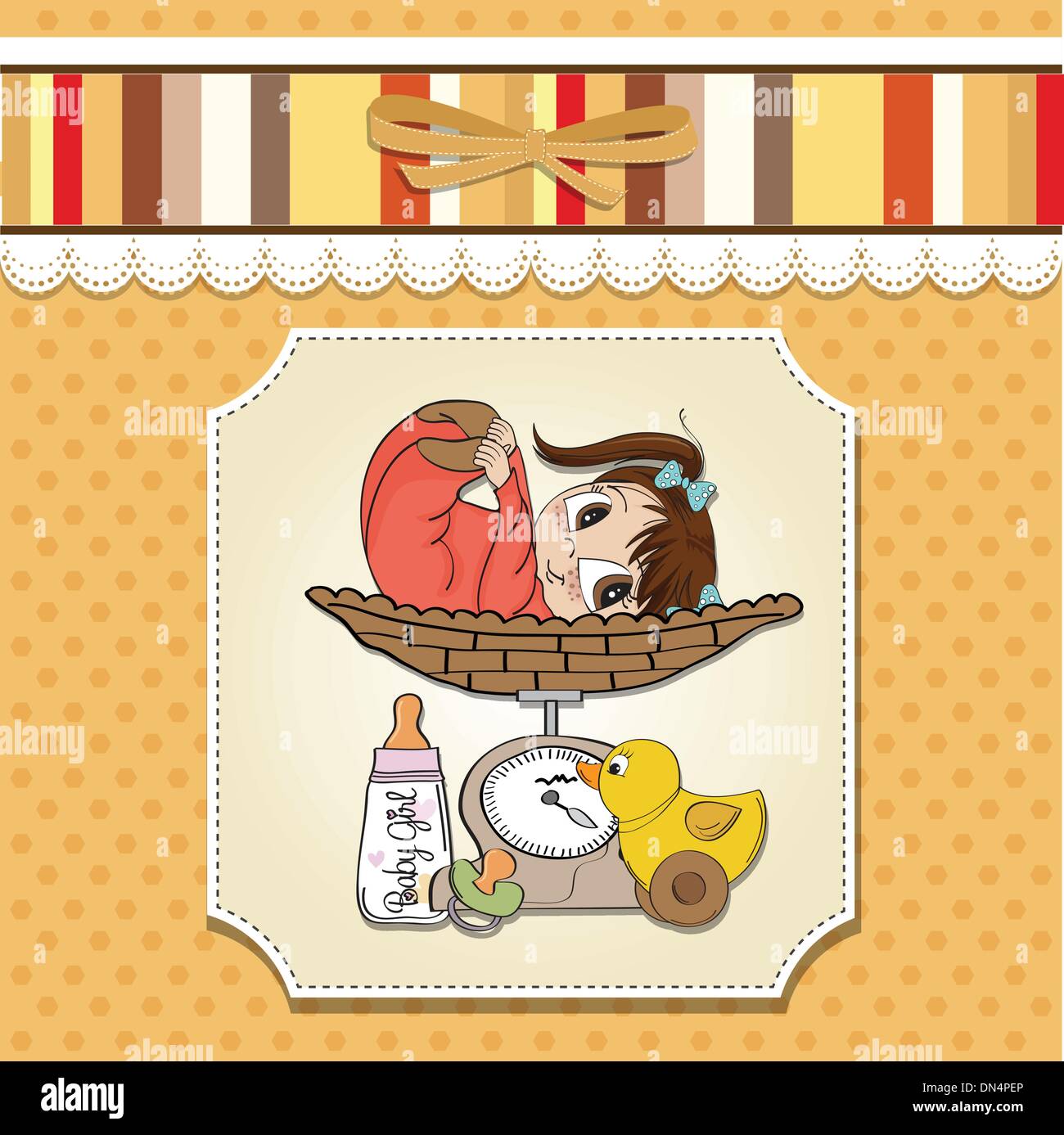 baby girl on on weighing scale Stock Vector Image & Art - Alamy