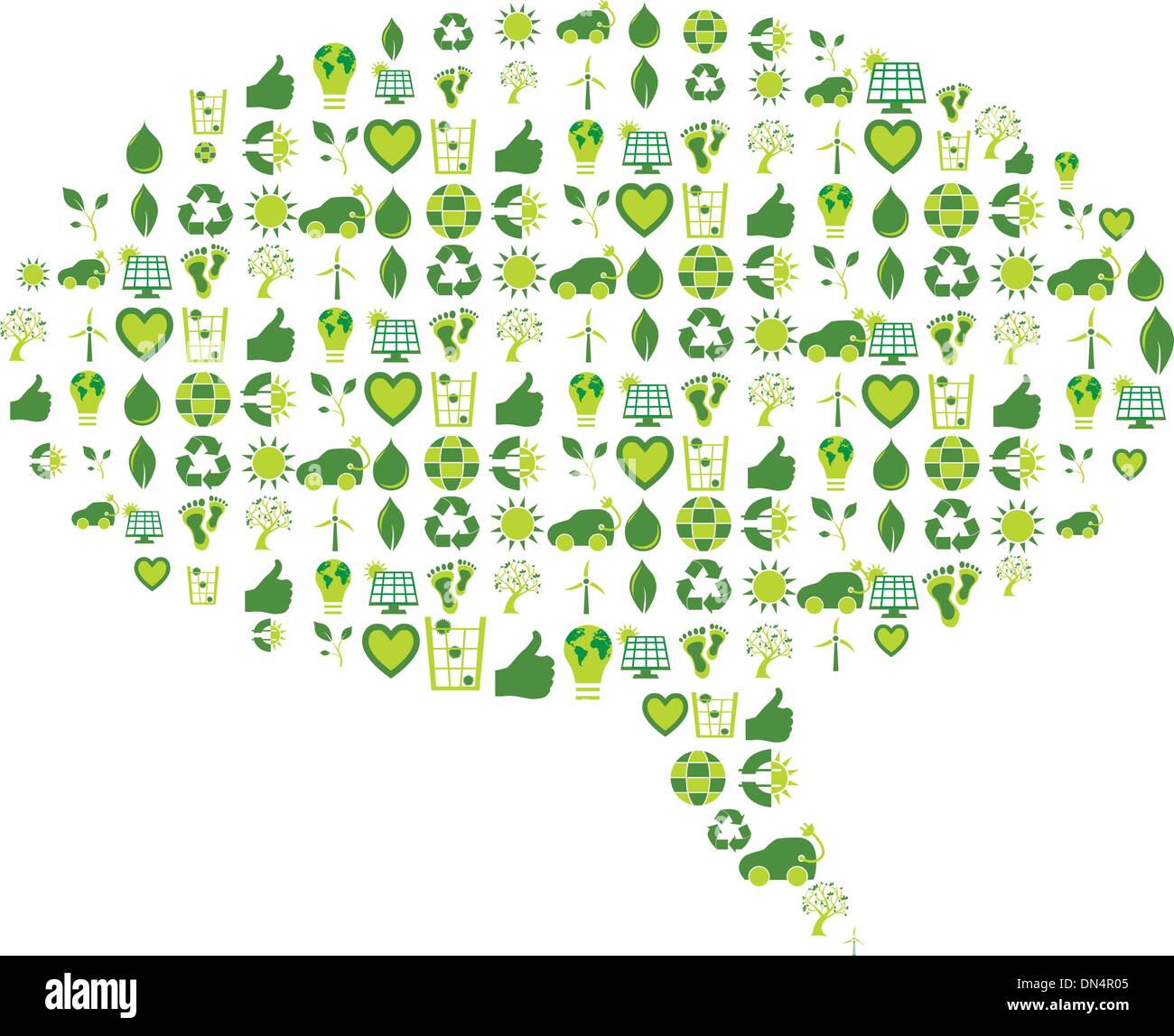 Speech bubble filled with bio eco environmental related icons an Stock ...