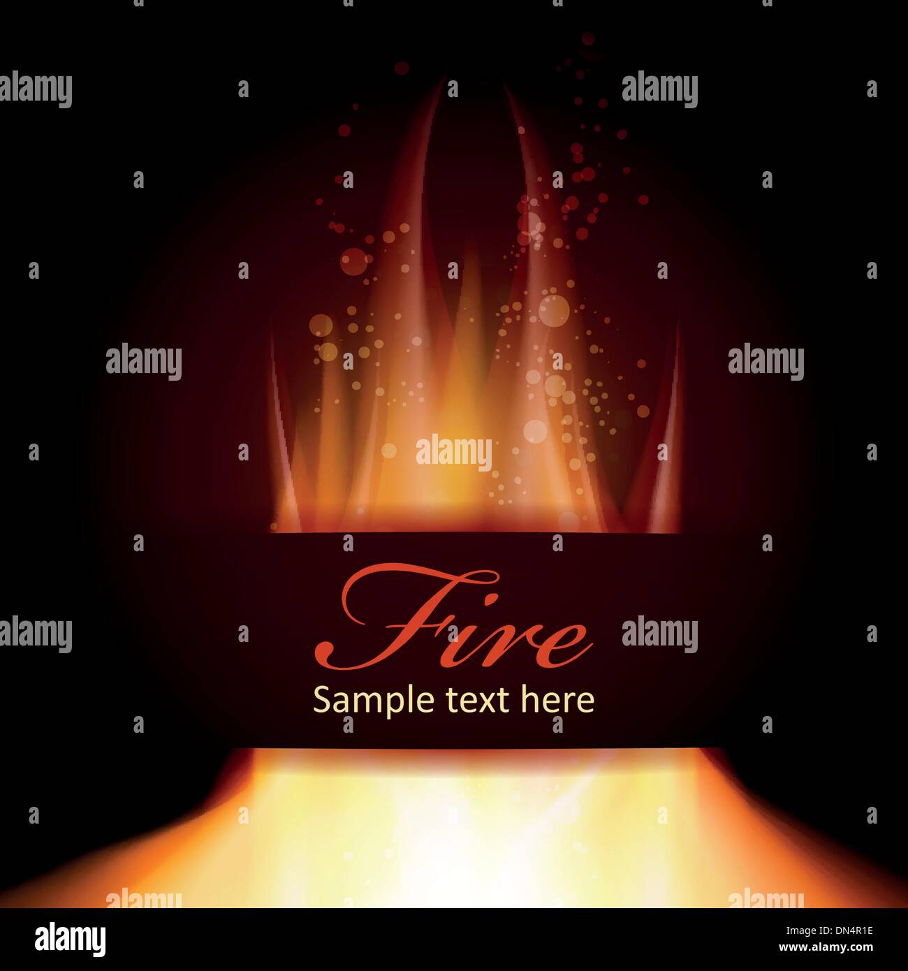 Fire flame on black background with Text space Stock Vector Image & Art ...