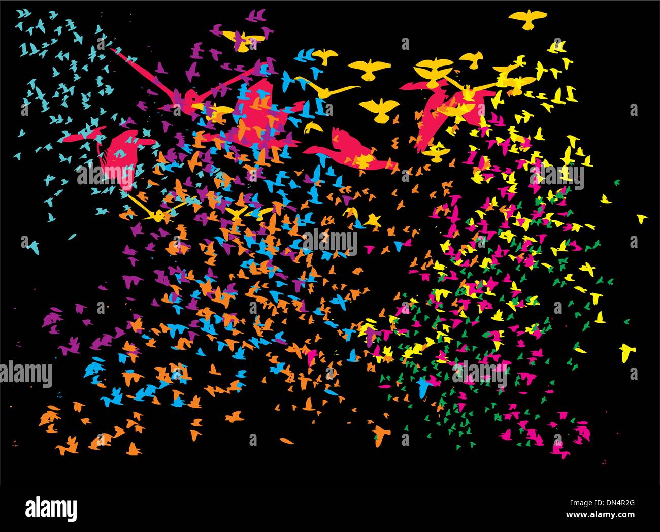black background birds life vector art Stock Vector Image & Art - Alamy