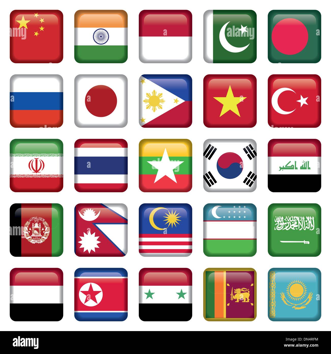 Asia flags square icons Stock Vector Images - Alamy