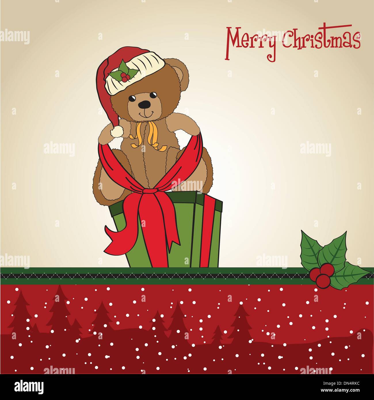 cute teddy bear with a big Christmas gift box Stock Vector Image & Art ...