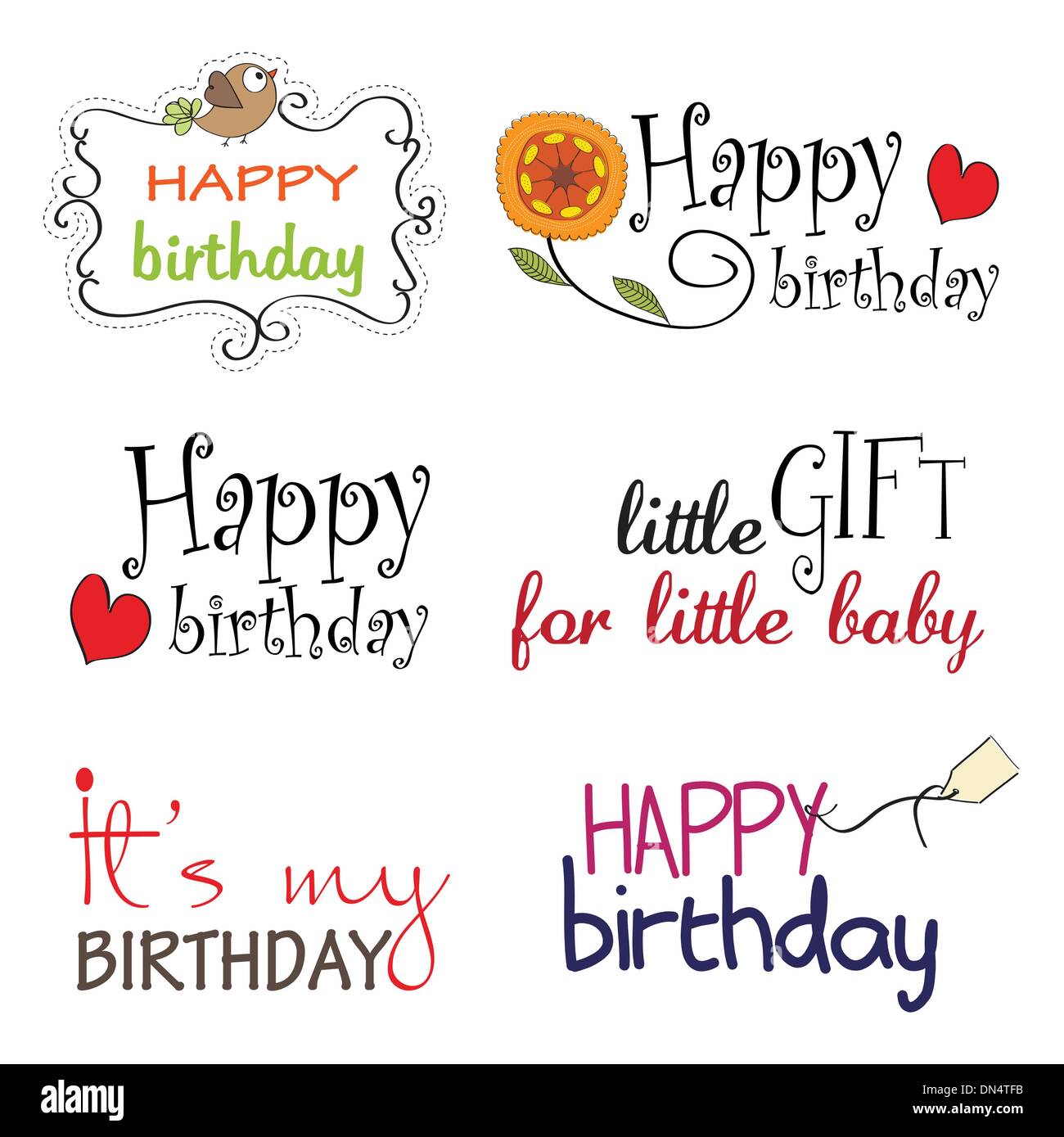 Happy birthday lettering holiday Cut Out Stock Images & Pictures - Alamy