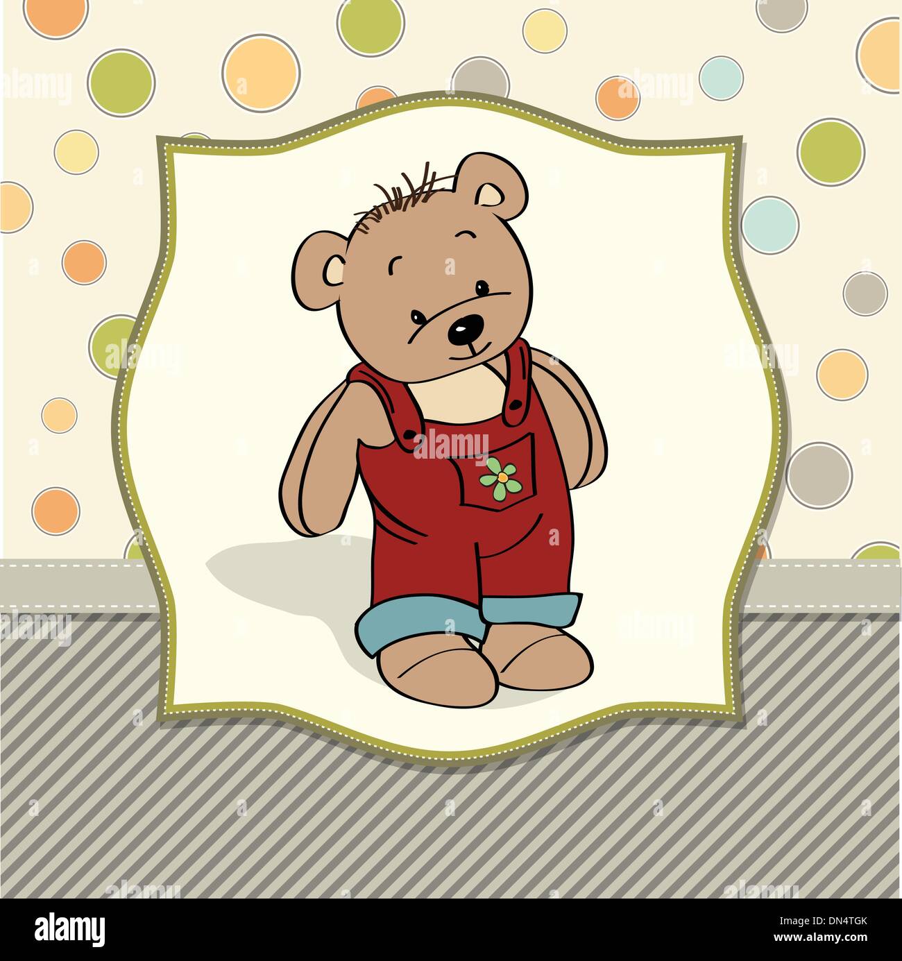 customizable childish card with funny teddy bear Stock Vector Image ...