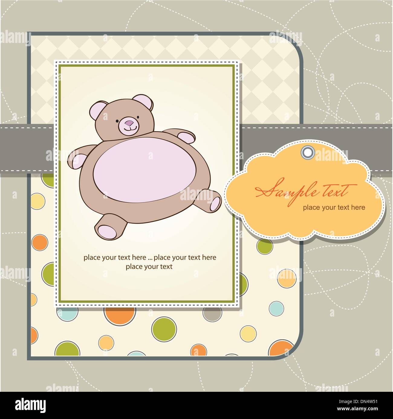 baby shower card with teddy bear toy Stock Vector Image & Art - Alamy