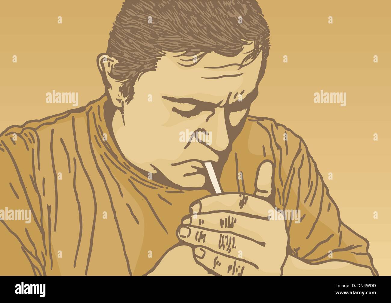 Man lighting cigarette Stock Vector Images - Alamy
