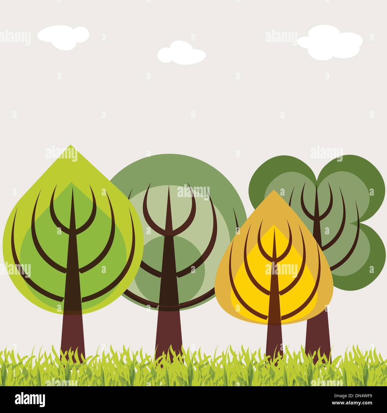 Colorful abstract trees grass Stock Vector Images - Alamy