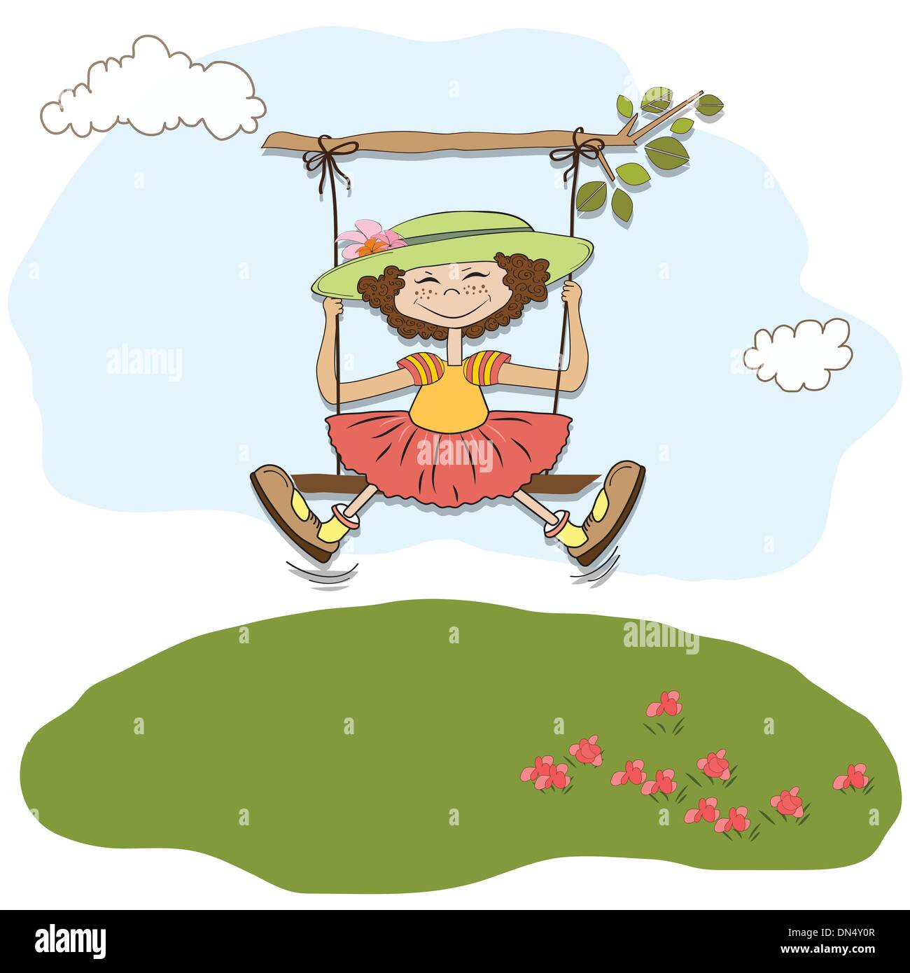 funny girl in a swing Stock Vector Image & Art - Alamy