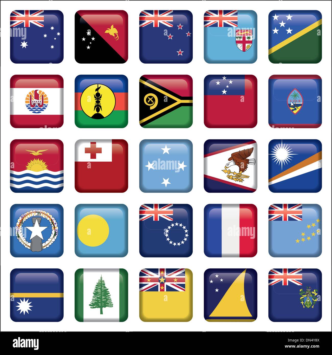 Set of Australian, Oceania Squared Flag Icons Stock Vector Image & Art ...