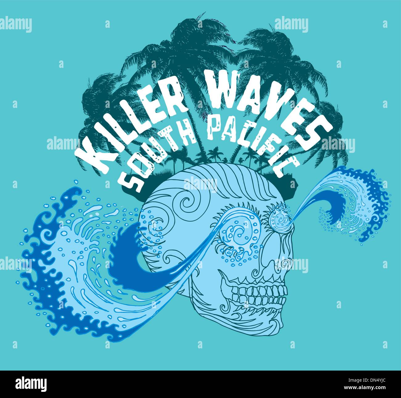 tribal tattoo skull and wave vector art Stock Vector Image & Art - Alamy