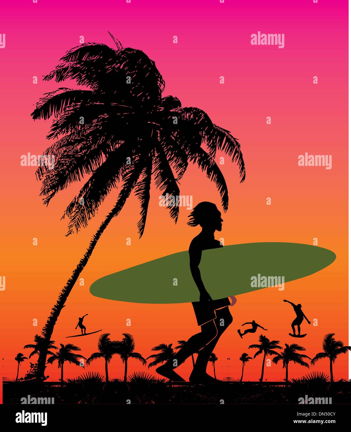 palm beach surfer vector art Stock Vector Image & Art - Alamy