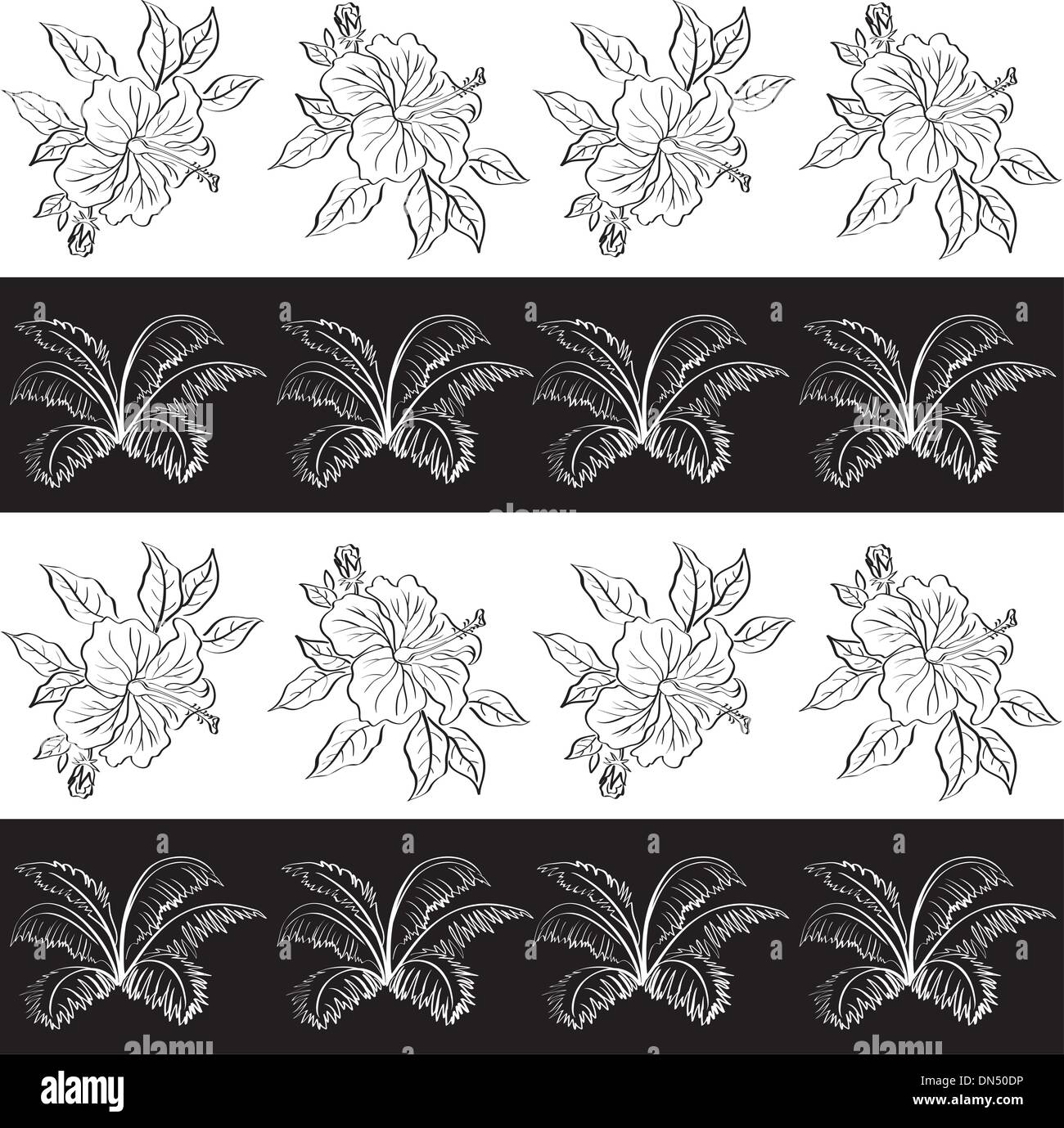 Seamless pattern, contour flowers Stock Vector Image & Art - Alamy