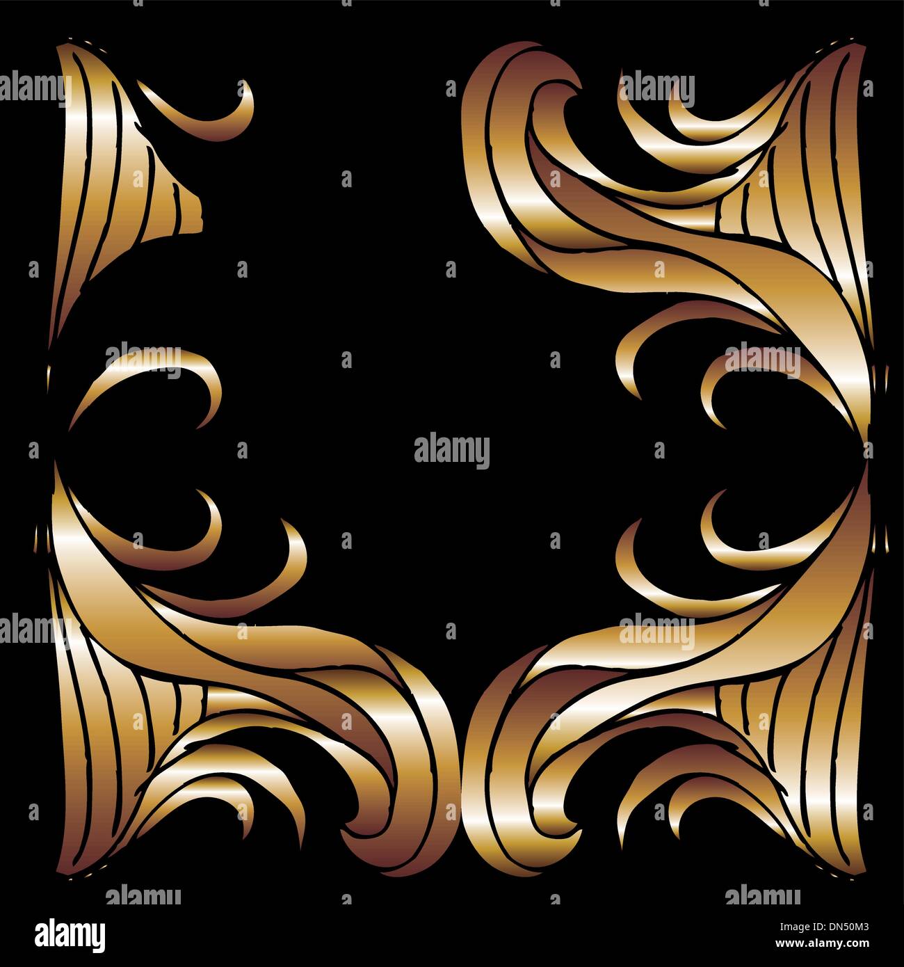 Golden frame art vector hi-res stock photography and images - Alamy