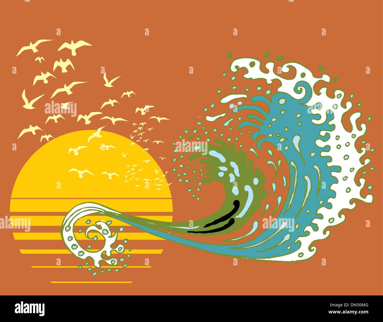 sun and water waves vector art Stock Vector Image & Art - Alamy