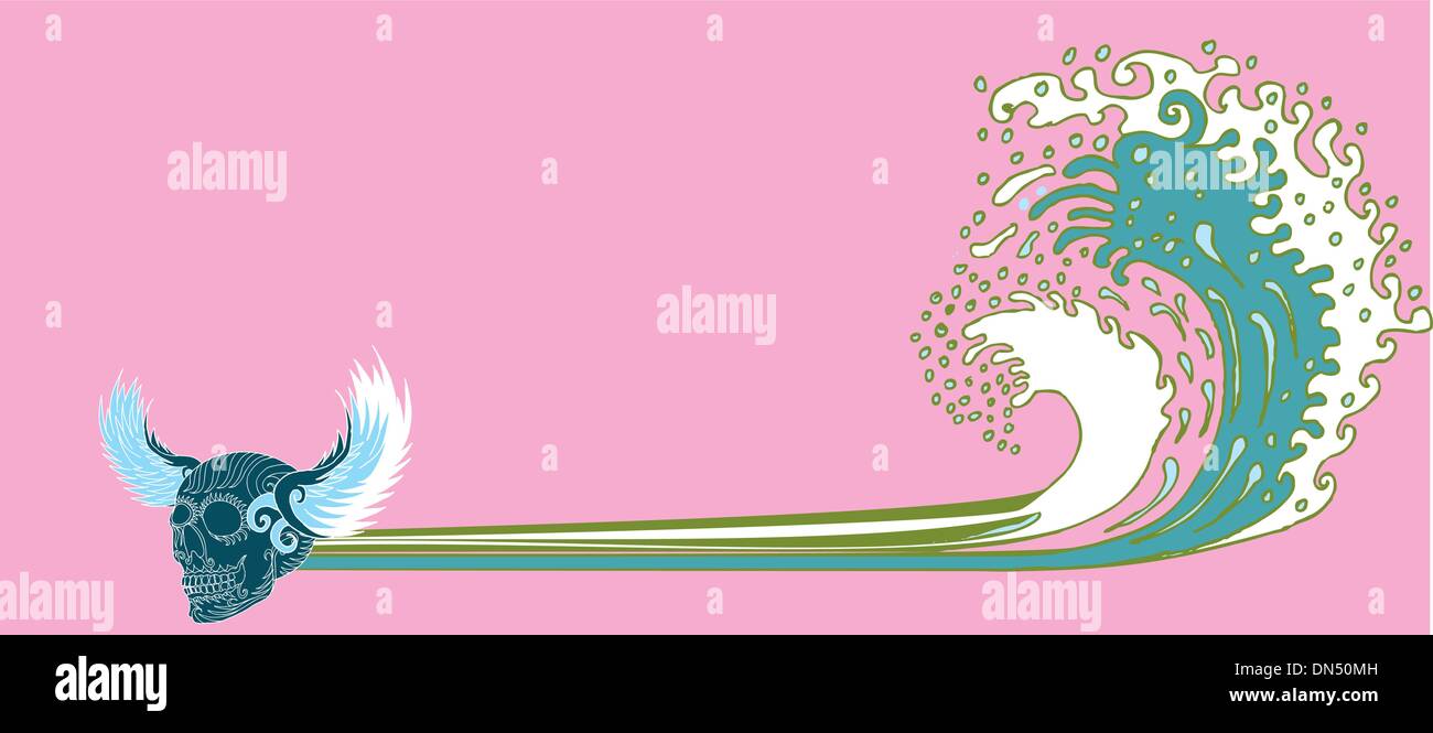 big wave tattoo skull vector art Stock Vector Image & Art - Alamy