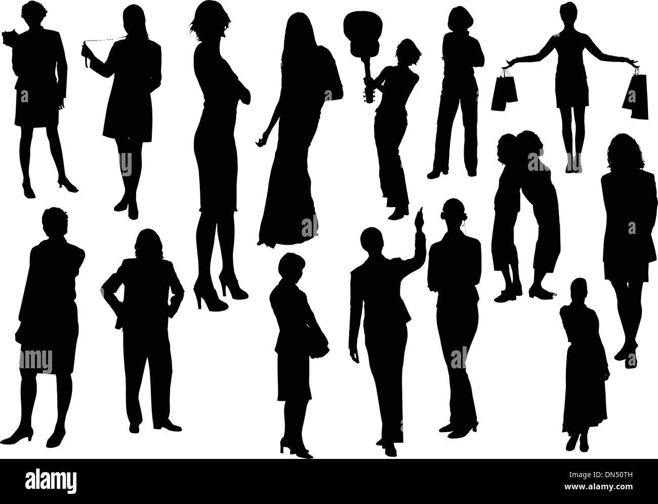 Female employee illustration Black and White Stock Photos & Images - Alamy