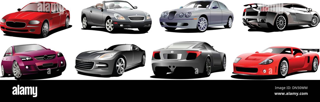 Eight autos on the road. Vector illustration Stock Vector Image & Art ...