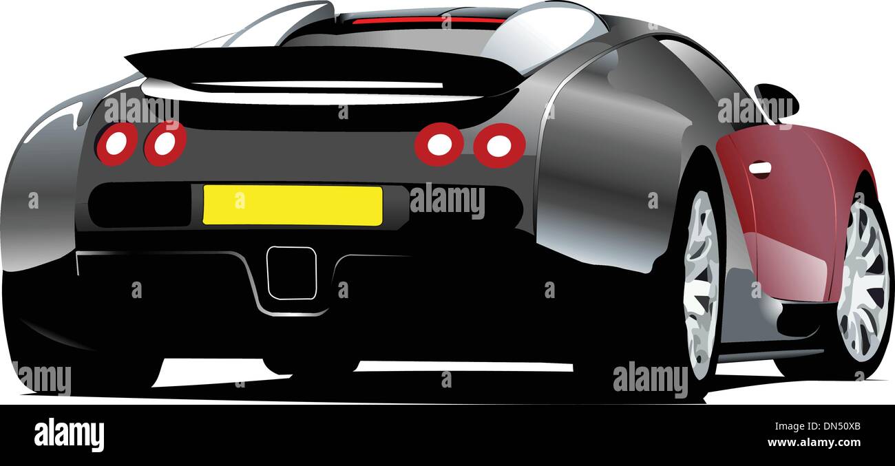 Sport car on the road. Rear view. Vector illustration Stock Vector ...