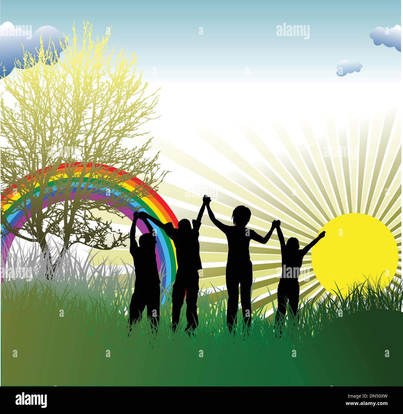 Country sunrise. Vector illustration Stock Vector Image & Art - Alamy