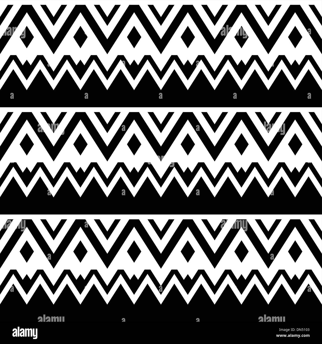 Aztec seamless pattern, tribal black and white background Stock Vector ...