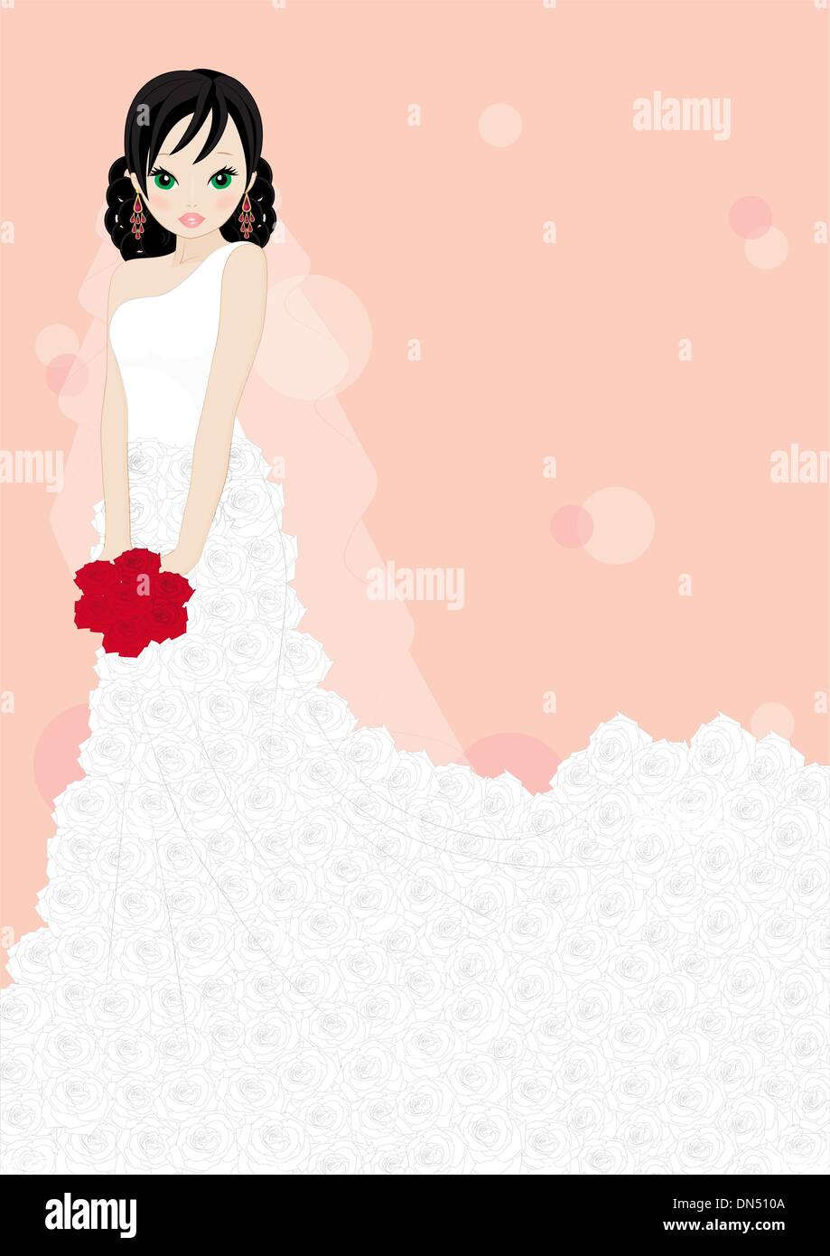 Beautiful woman with pink rose Stock Vector Images - Alamy