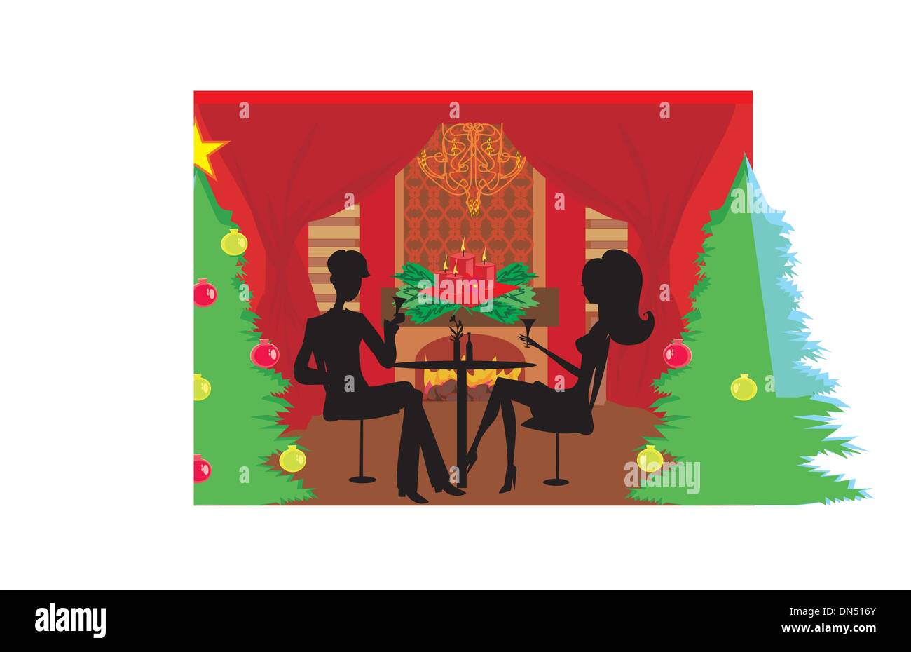 Christmas dinner party table Stock Vector Images - Alamy