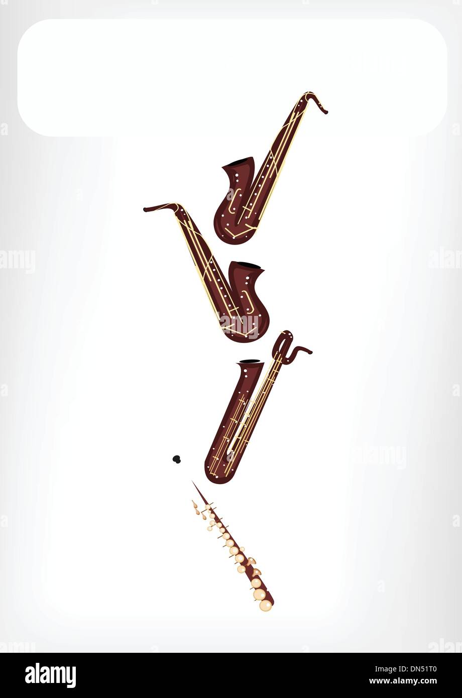 Different Kind of Saxophone with A White Banner Stock Vector Image ...