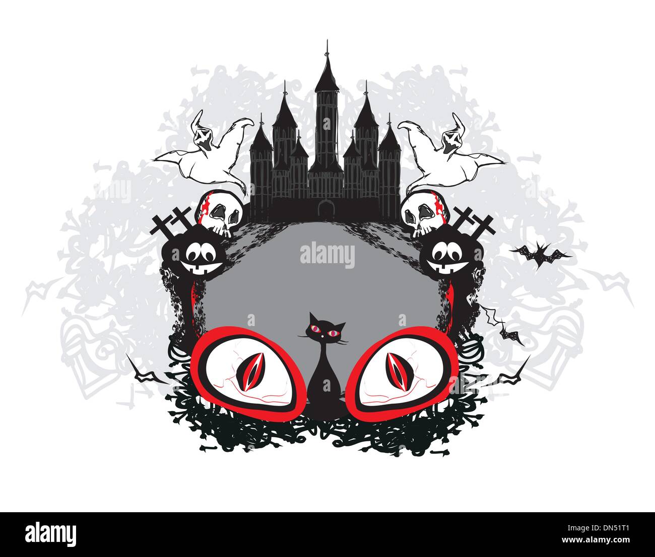 Halloween composition with pumpkin and horror victim eyes - invi Stock ...