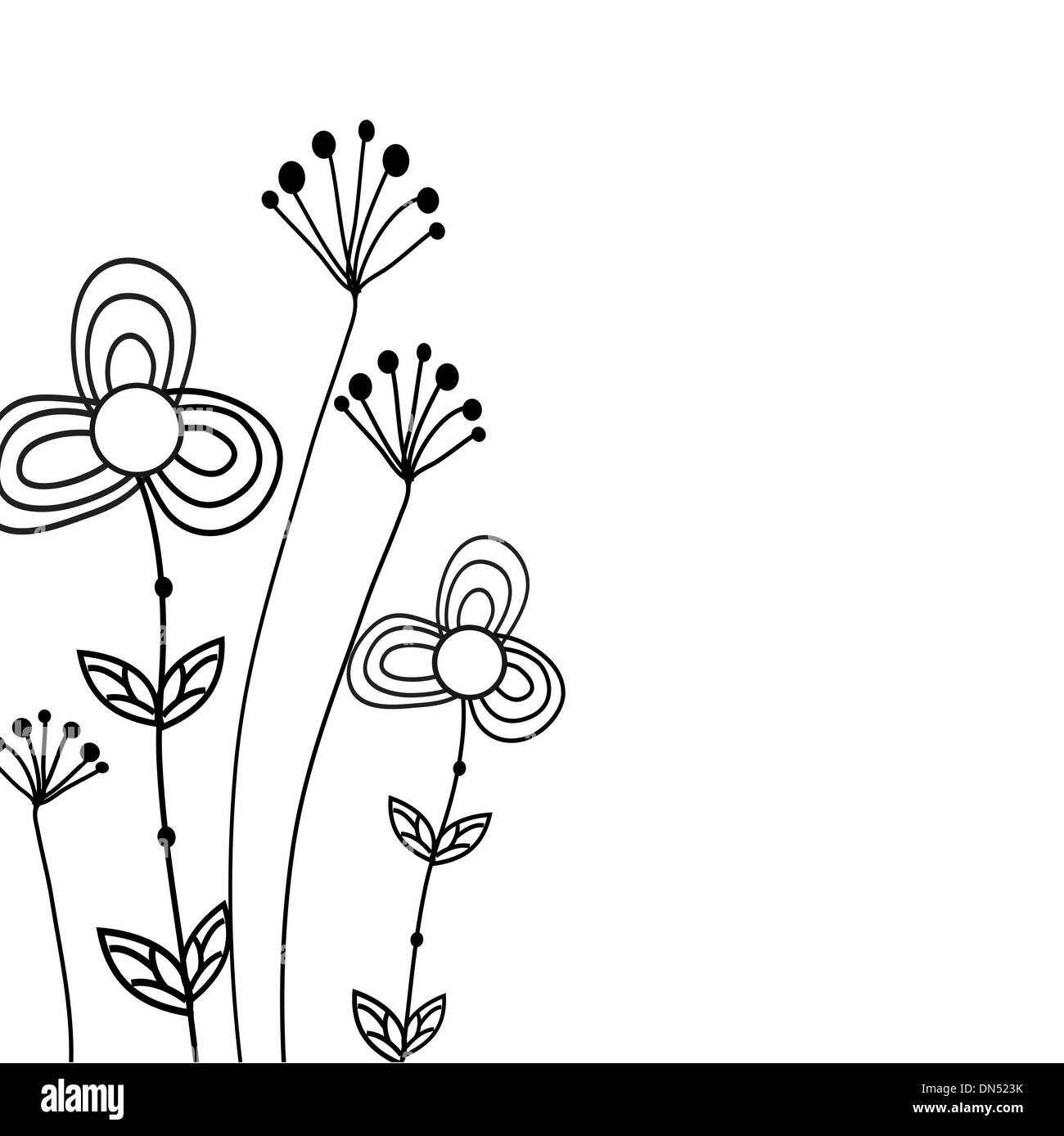 Vintage card with hand drawn flowers Stock Vector Image & Art - Alamy
