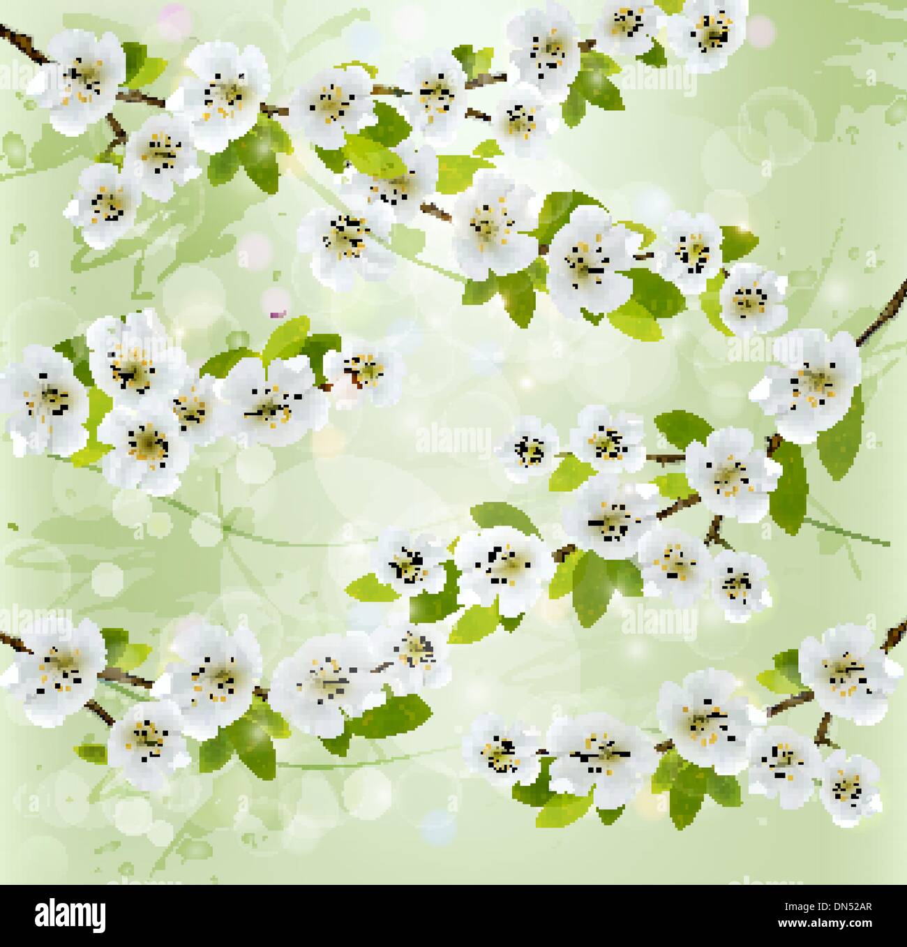 Nature background with blossoming tree branches. Vector illustra Stock ...