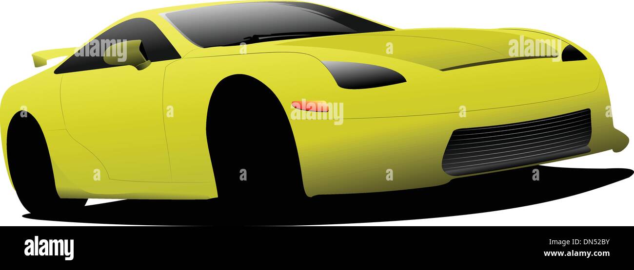 Yellow car on the road. Vector illustration Stock Vector Image & Art ...