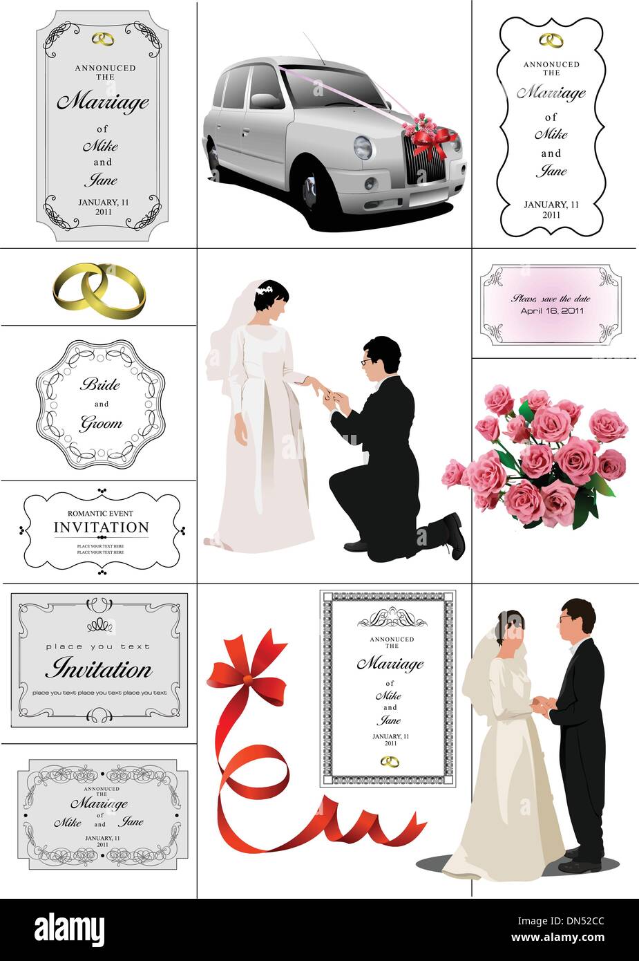 Wedding invitation design vector vectors hi-res stock photography and ...