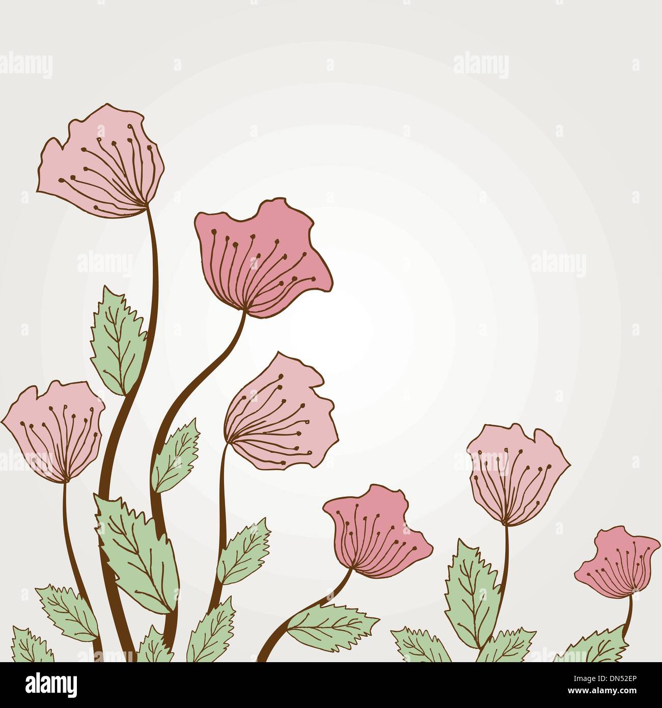 Vintage card with hand drawn flowers Stock Vector Image & Art - Alamy